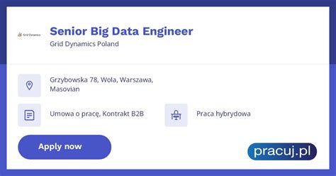Oferta Pracy Senior Big Data Engineer Grid Dynamics Poland Warszawa