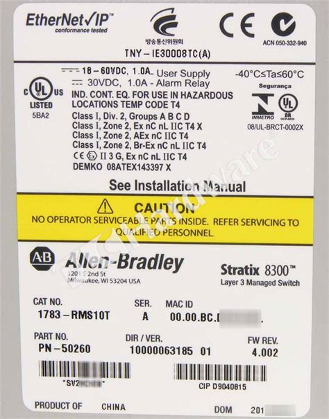Plc Hardware Allen Bradley 1783 Rms10t Stratix 8300 Ethernet Switch 10