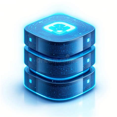 Blue Database Stack Icon With Neon Glow On Gradient Tech Background
