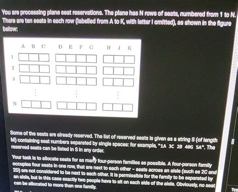 Solved You Are Processing Plane Seat Reservations The Plane Chegg