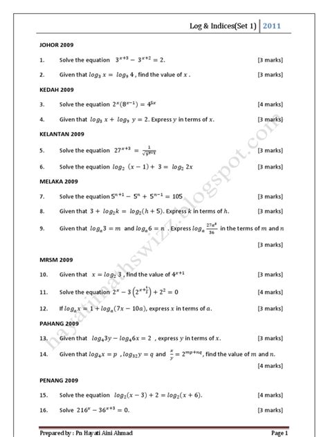 Log And Indices Set12011 Pdf