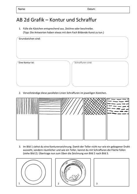 Awi Grafiklehre Teil 81 Kontur Schraffur Arbeitsblatt