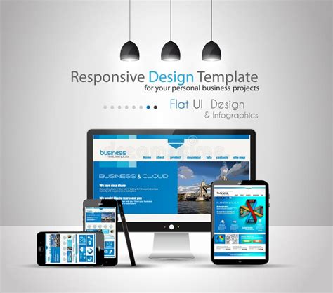 Ui Flat Design Elements In A Modern Hd Screen Computer Stock