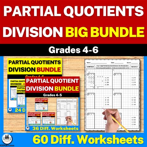 Partial Quotients Division Worksheets Bundle 1 Digit And 2 Digit Divisors Made By Teachers