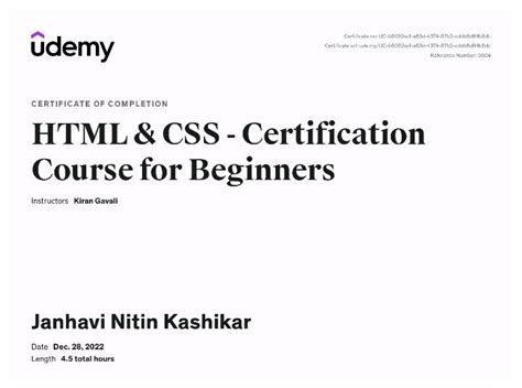 Janhavi Kashikar On Linkedin Html Css Basic Certificate