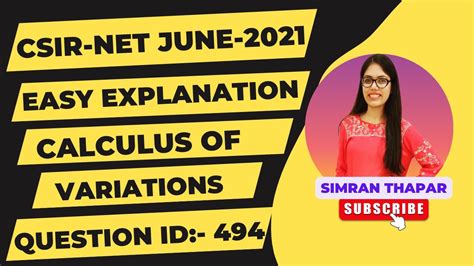 Calculus Of Variations Csir Net June 2021 Qid494 Solution