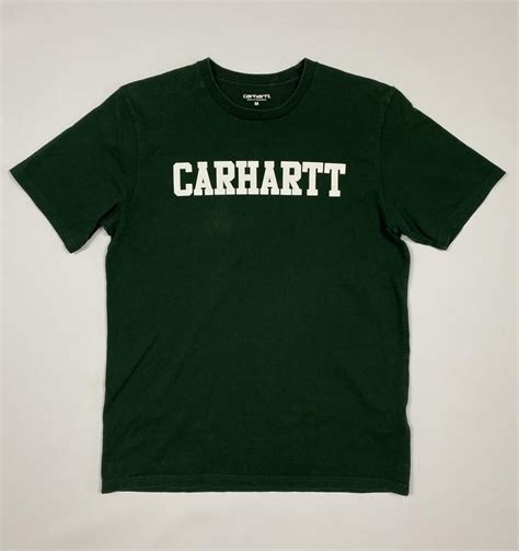 Carhartt плотная мужская зеленая футболка с надписью логотипом - купить ...
