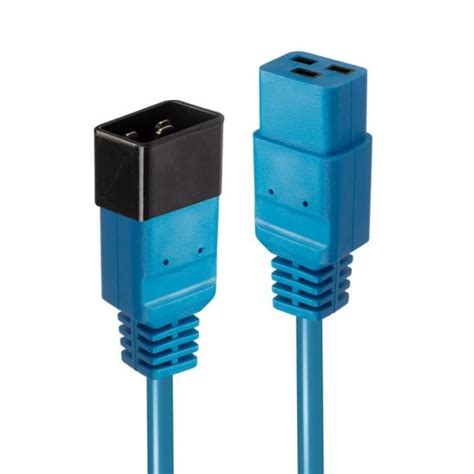 1m Iec C19 To C20 Extension Cable Blue Cables And Adapters From Lindy Uk
