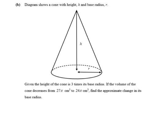 Solved B Diagram Shows A Cone With Height H And Base Radius R