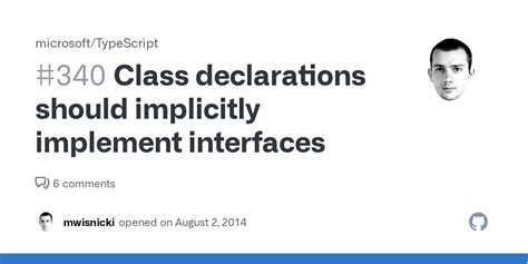 Class Declarations Should Implicitly Implement Interfaces · Issue 340 · Microsofttypescript