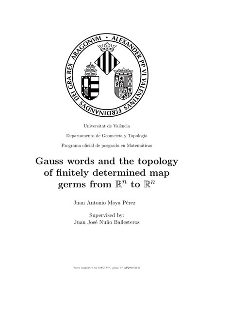 Pdf Gauss Words And The Topology Of Finitely Determined Map Germs