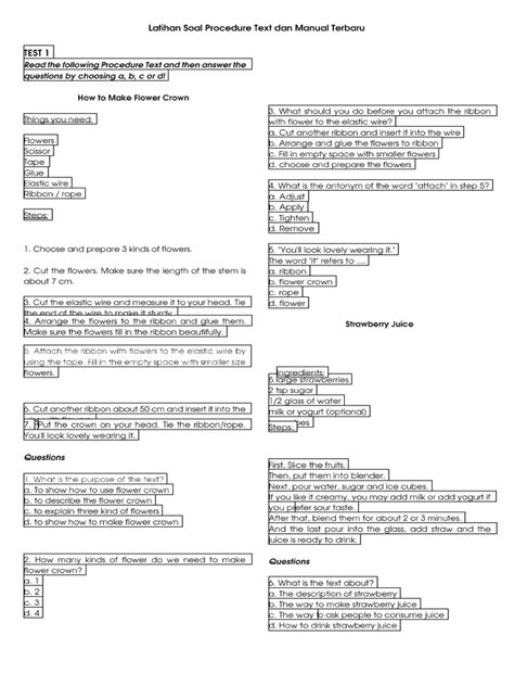 Dbi Latihan Soal Procedure Text Dan Manual Terbaru Pdf