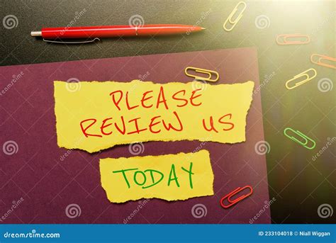 Text Showing Inspiration Please Review Us Word Written On Situation Or System Is Formal