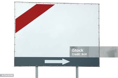 흰색 간판 광고 간판 격리된 빈 빈 길가 광고 간판 직사각형 캔버스 복사 공간 빨간색 회색 배경 밴드 오른쪽 방향 화살표 큰 직사각형 수평 금속 광고 광고판 플래카드 프레임