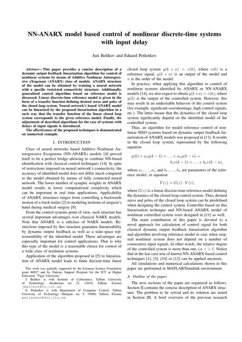 pdf nn anarx model based control of nonlinear discrete time systems