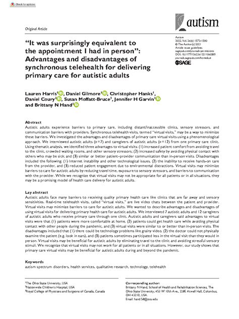 Harris Et Al 2021 It Was Surprisingly Equivalent To The Appointment I Had In Person Advantages