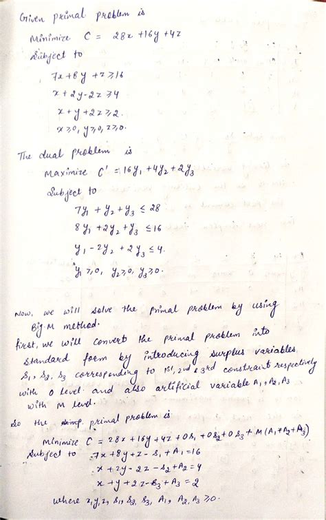 answered construct the dual problem associated with the primal problem