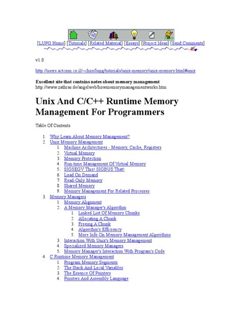 Unix And Cc Runtime Memory Management For Programmers Excellent