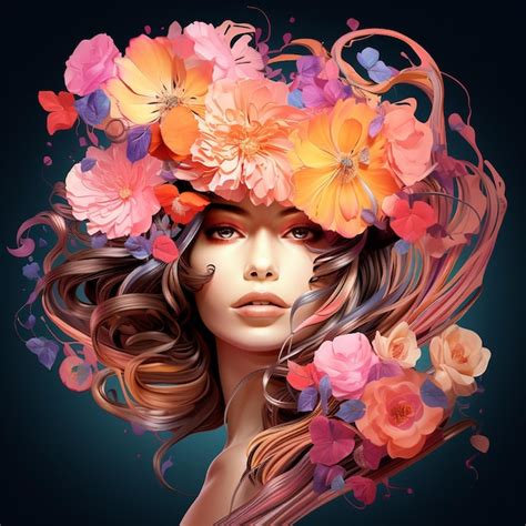 Premium Ai Image Illustration Of A Female Model Wearing Flower Crown
