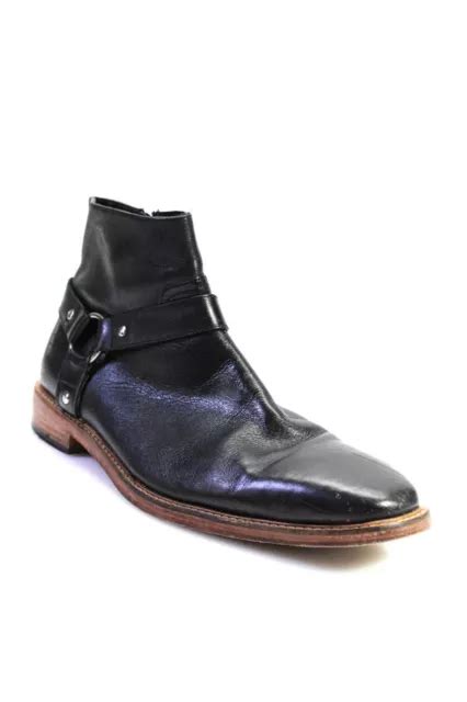 Vintage Foundry Co Mens Leather Zipped Buckled Ankle Boots Black Size