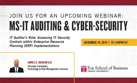 Webinar IT Auditors Role Assessing IT Security Controls Within Enterprise Resource Planning