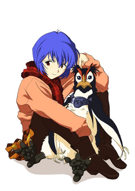 Рей Анаями и Пен из Евангелиона Anime Аниме картинки гифки