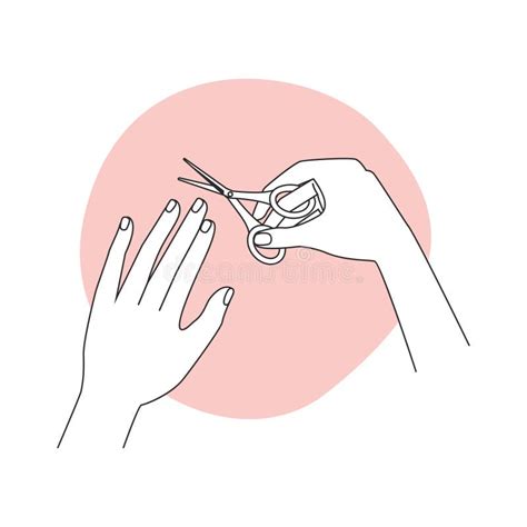 Hand Holding Scissors To Trim Nails In Healthy Manicure Process Stock