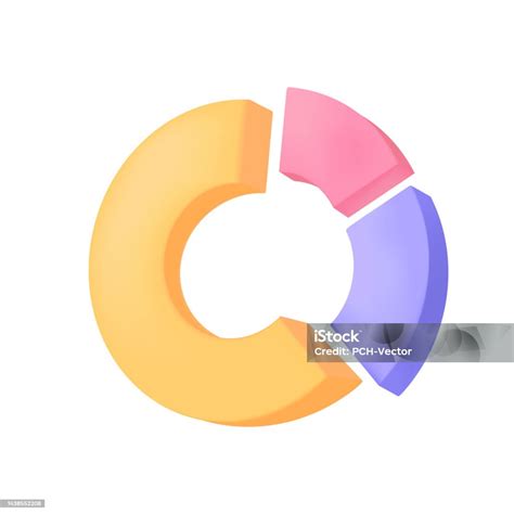 Pie Chart With Three Sections Or Slices 3d Icon Stock Illustration