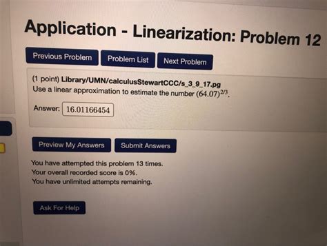 Solved Application Linearization Problem Previous Chegg
