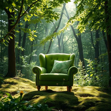 Discover Serenity The Green Armchair In The Forest