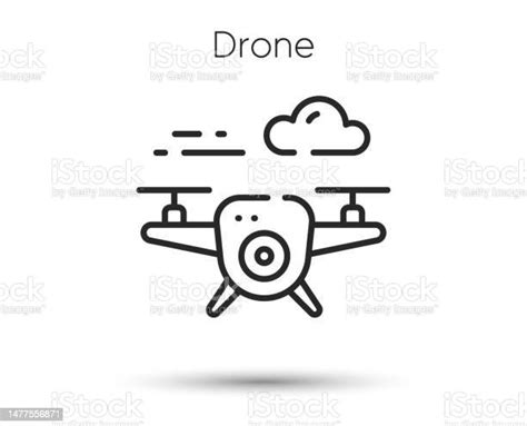 Drone Line Icon Quadcopter With Video Camera Sign Quadrotor Helicopter Symbol Vector Stock