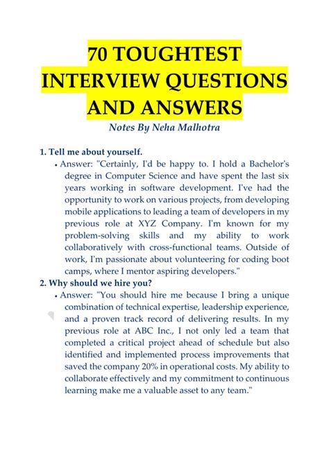 70 Toughest Interview Questions And Answers Pls Share For Others I Have