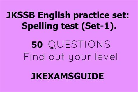 Jkssb English Practice Set 1 Spelling Test Jkexams Guide
