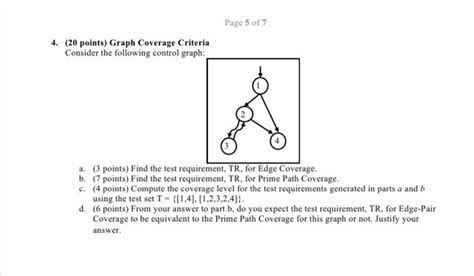 solved page 5 of 7 4 20 points graph coverage criteria