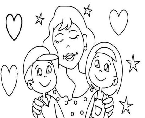 نقاشی روز مادر کودکانه ساده و زیبا، دخترانه و پسرانه برای رنگ آمیزی