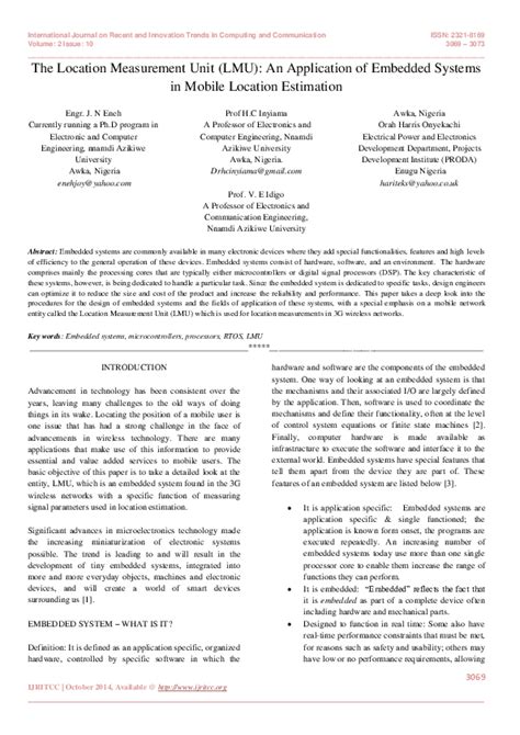 The Location Measurement Unit Lmu An Application Of Embedded Systems