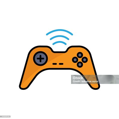 신호가있는 조이스틱 아이콘 그림 스마트 장치와 관련된 아이콘입니다 선형 색상 아이콘 스타일입니다 편집 가능한 간단한 디자인 Brand Name Video Game에 대한