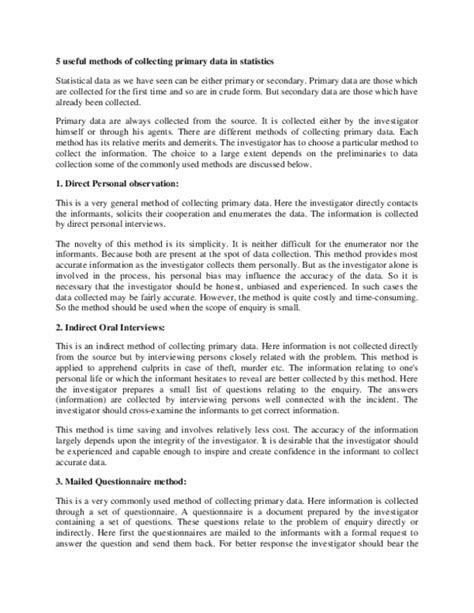 Doc 5 Useful Methods Of Collecting Primary Data