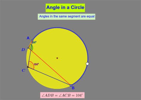 Angles In The Same Segment Are Equal GeoGebra