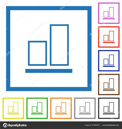 Align Bottom Outline Flat Color Icons Square Frames White Background Stock Vector By