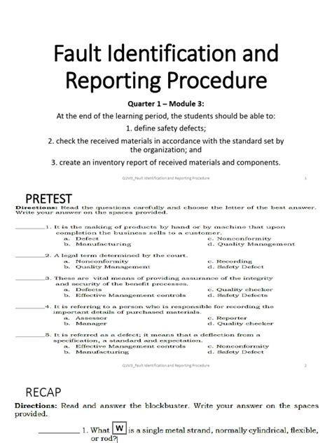 Q1m3 Fault Identification And Reporting Procedure Pdf