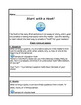 Writing Activity Packet Creating A Hook For An Interesting Intro