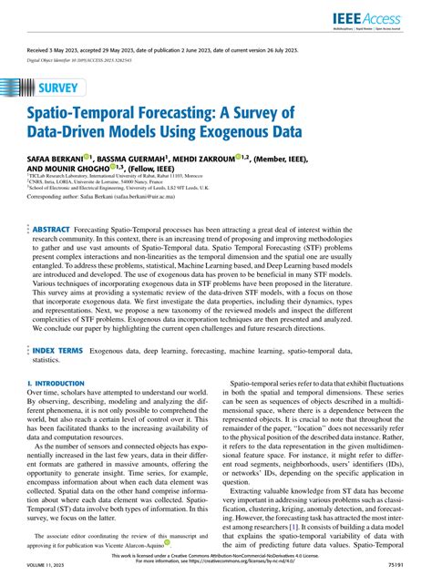 Pdf Spatio Temporal Forecasting A Survey Of Data Driven Models Using Exogenous Data
