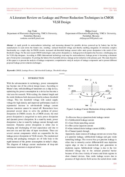 Pdf A Literature Review On Leakage And Power Reduction Techniques In