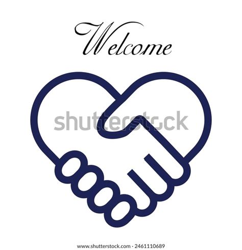 Handshake Heart Icon Stroke Outline Style Stock Vector Royalty Free