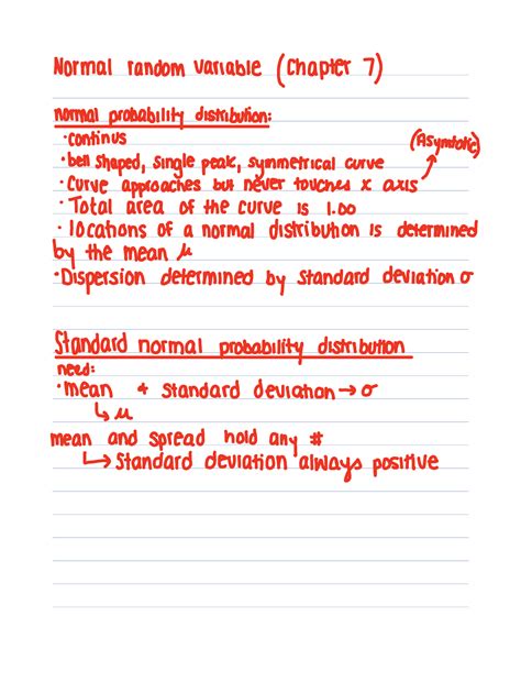 LECT Chapter Normal Random Variable These Notes Go Over Normal Probability