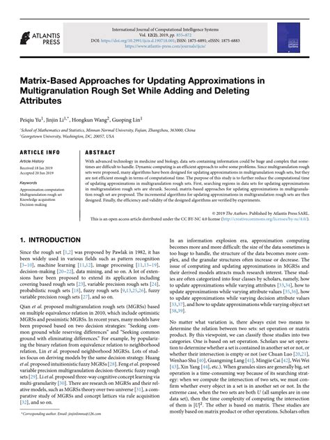 pdf matrix based approaches for updating approximations in