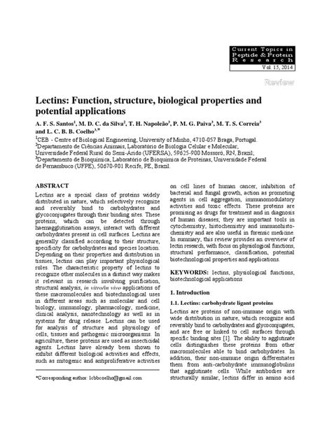 Lectins Function Structure Biological Properties And Pdf Cell