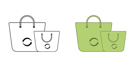 심플하고 모던한 스타일의 쇼핑백 로고 제로 웨이스트 습관을 촉진하는 재사용 가능한 가방 환경 친화적 인 가방의 아이콘 주당순이익 10 벡터 일러스트레이션 가방에 대한 스톡