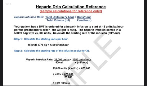 Heparin Drip Calculation Reference Heparin Drip Calculation 52 Off